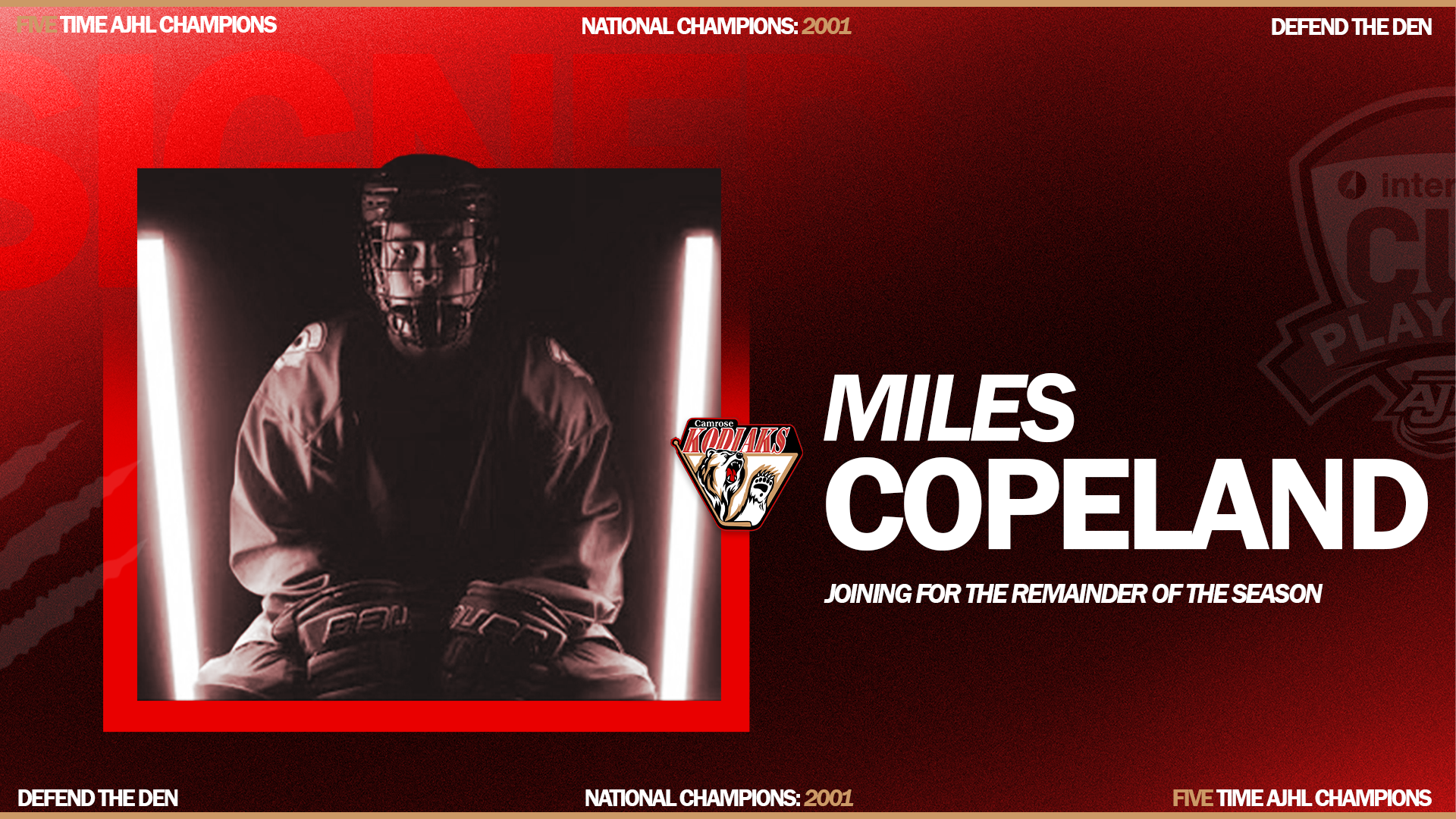 Kodiaks Add Defenseman Miles Copeland for Remainder of Season | Camrose ...